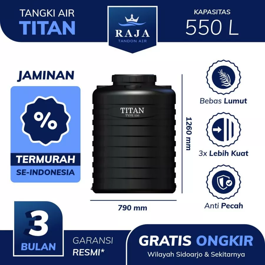 Tangki Toren Tandon air Titan Blow 550 Liter - Raja Tandon